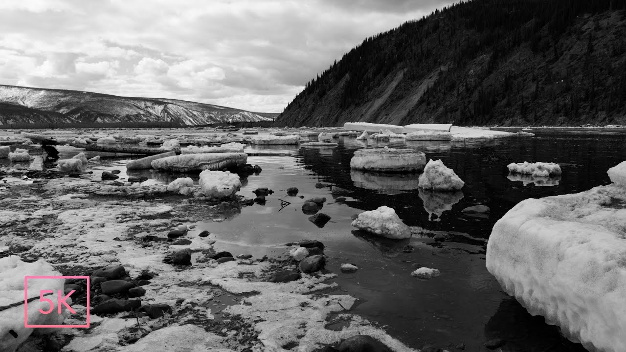 RELAXATION River Ice Break Up. Nature Sleep Sounds. Dawson City, Yukon ...