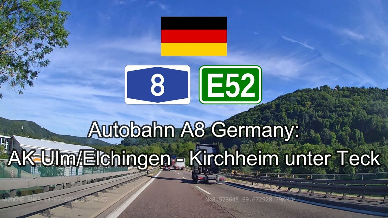 Germany Autobahn A8: AK Ulm/Elchingen - Albabstieg - Kirchheim unter ...