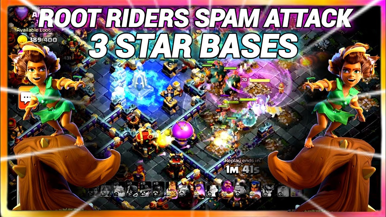 ROOT RIDERS SPAM 3 STAR ATTACKS #coc #rootriders #th16 #legendleague # ...