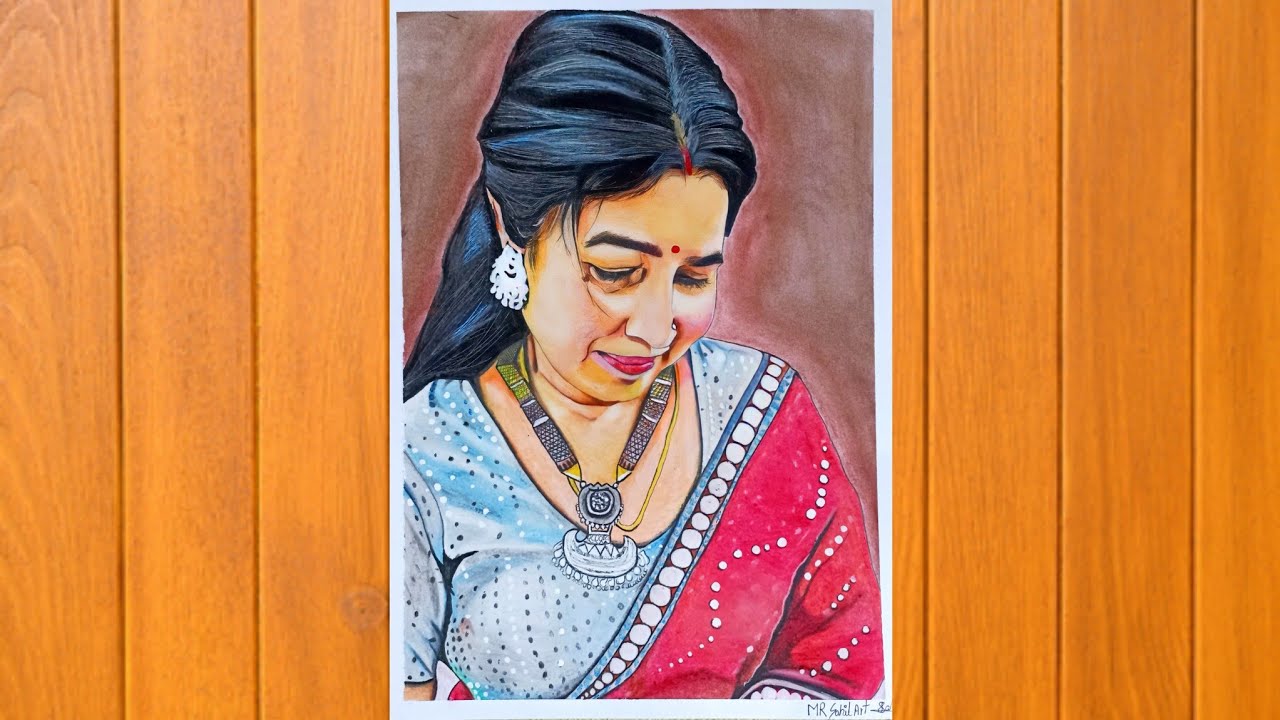 Portrait with oil patels || how to draw 😊 - YouTube