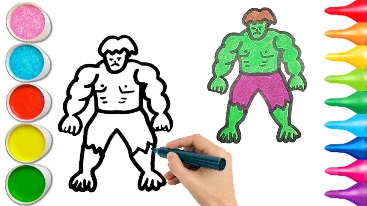 How To Draw cute Hulk EASY step by step Drawing, Painting & Coloring ...