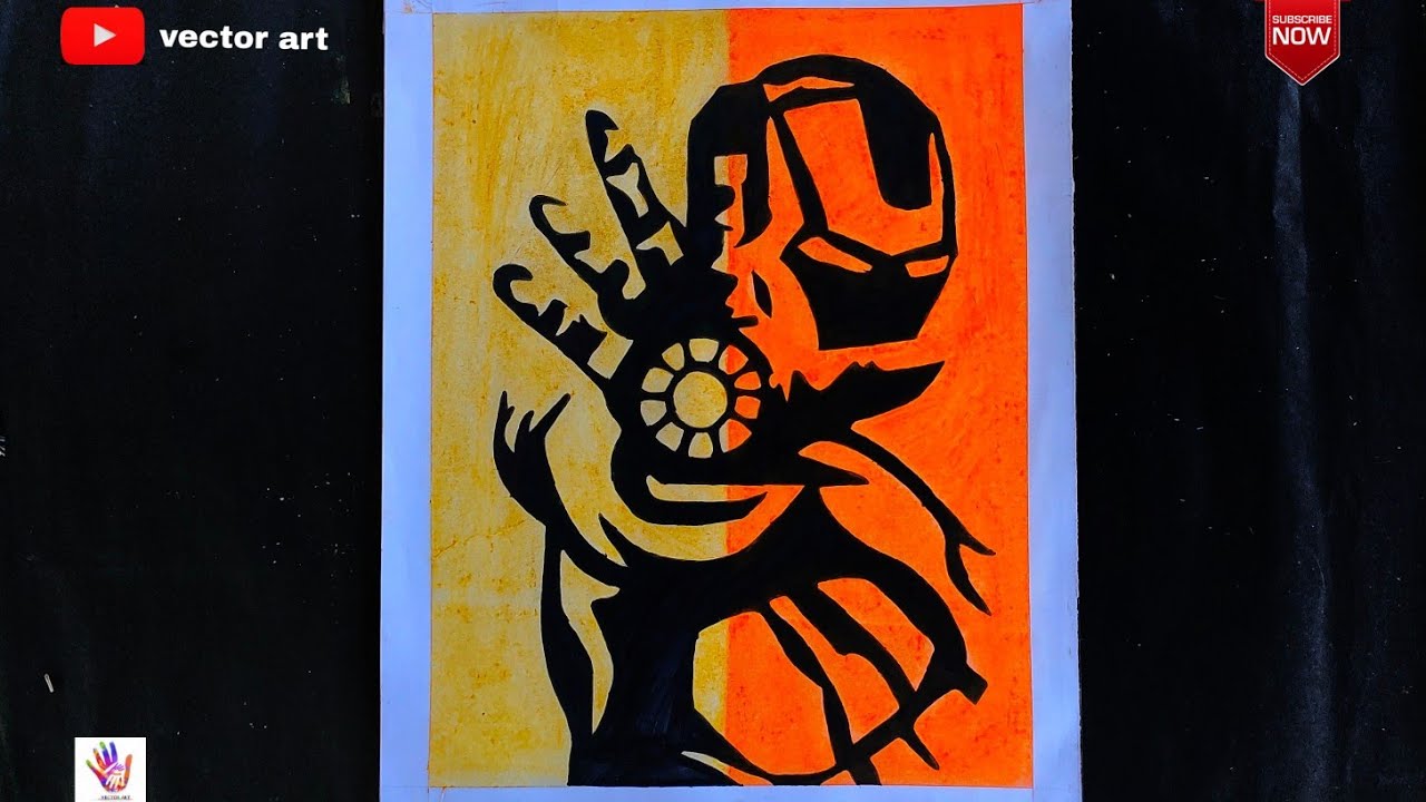 How to draw iron man with oil pastel step by step ||vector art|| by ...