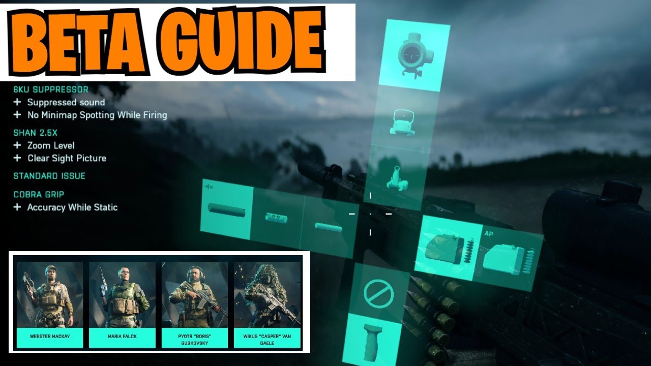 BATTLEFIELD 2042 BETA OPERATORS, GUNS, AND ATTACHMENT GUIDE - YouTube