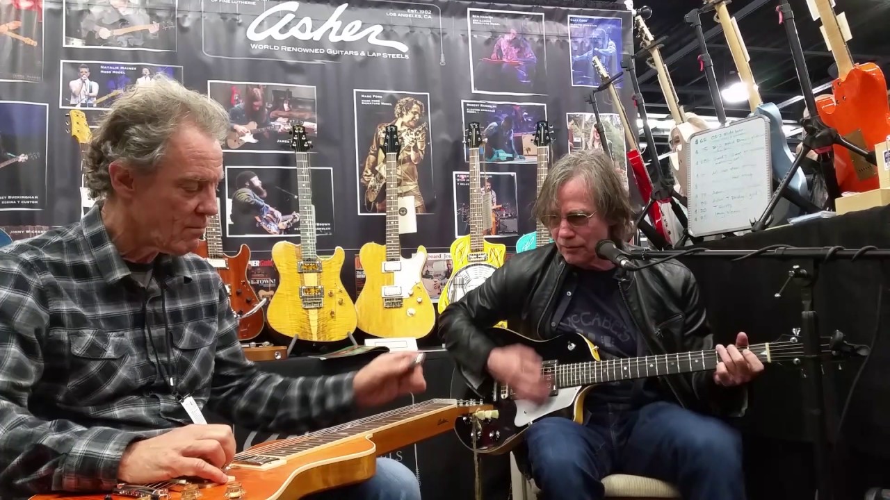 Jackson Browne and Greg Leisz at the Asher booth NAMM 2017 - "Lawyers ...