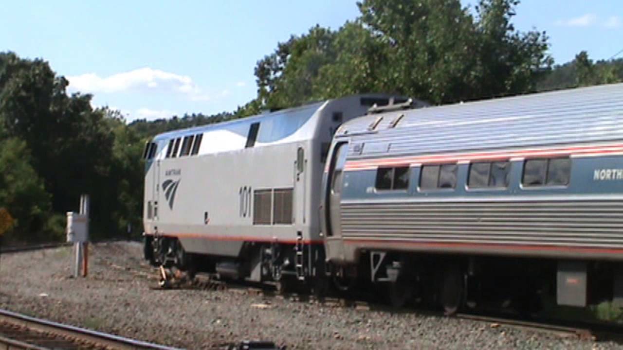 Amtrak Vermonter #56 and NECR GP38 #3847 at Plamer, MA. 7/9/12 - YouTube