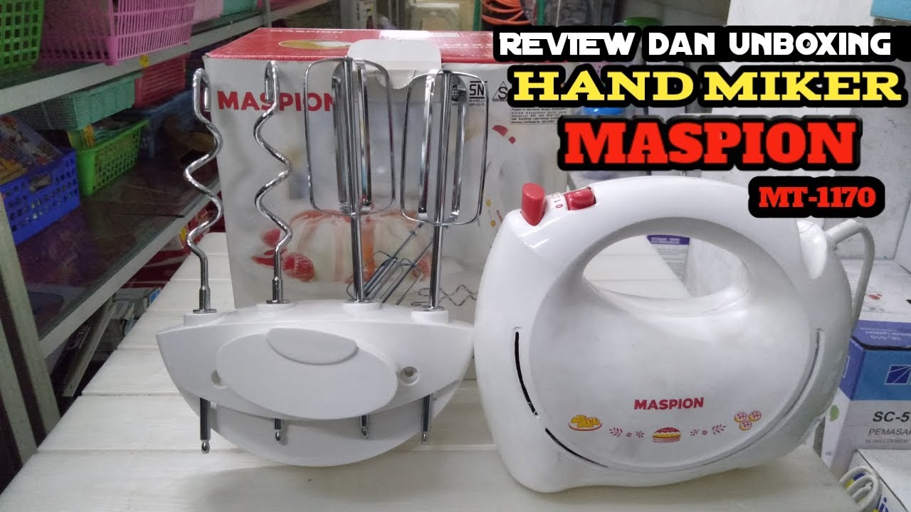 Review dan unboxing HAND MIXER MASPION tipe MT-1170 - YouTube