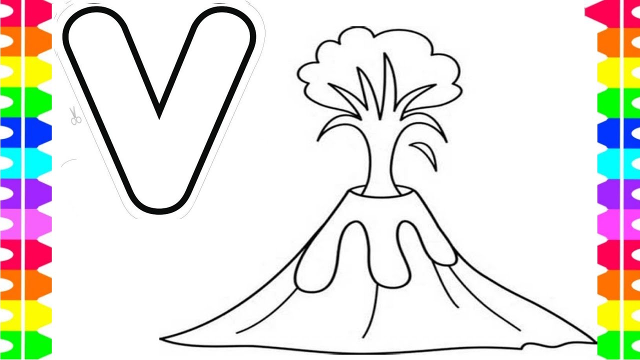 ABC, alphabet V Volcano, Phonics, Learning and Drawing for Kids and ...