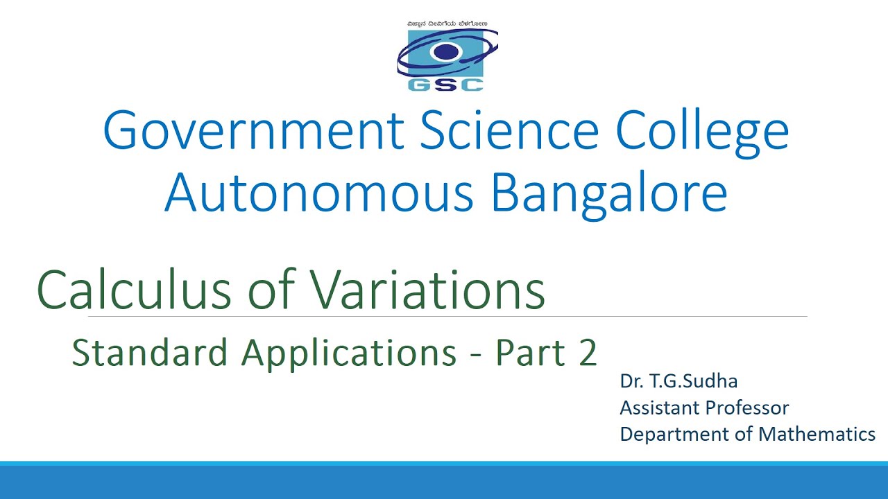 Calculus Of Variation - Session10 - Standard Applications Part 2 - YouTube