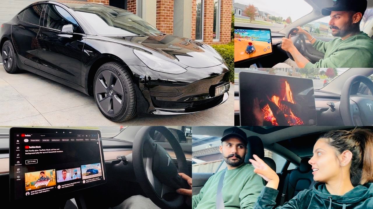 TESLA MODEL 3 | DANCING CAR | PLAYING GAMES IN TESLA | AUTOPILOT DRIVE ...