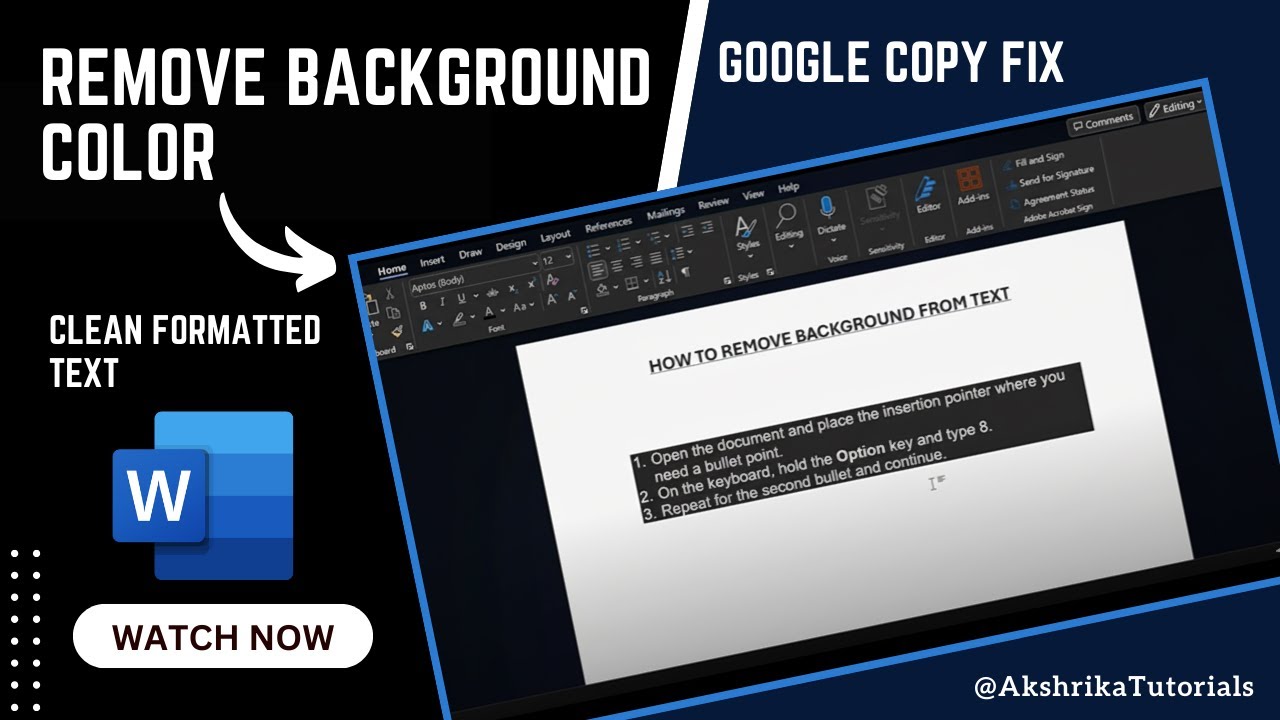 Remove Annoying Background Color From Pasted Text in MS Word? Word Text ...