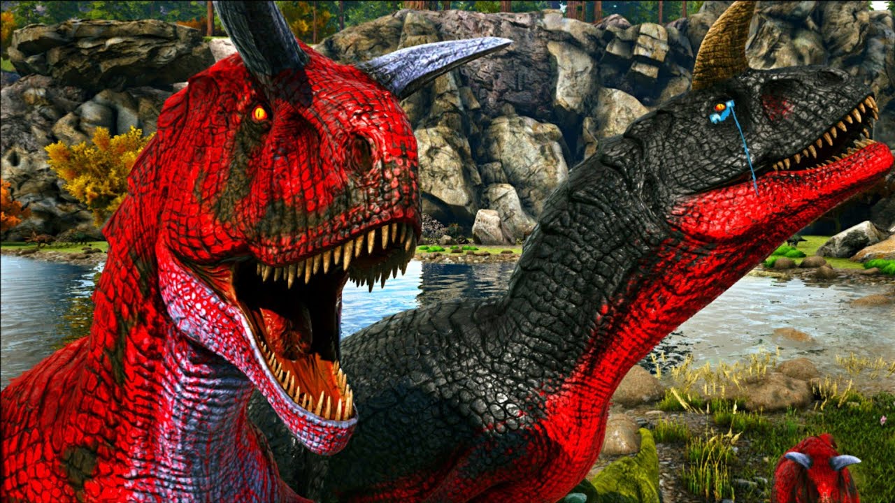 O CARNOTAURO NEGRO! MEUS NOVOS AMIGOS! Dinossauro Ark Survival Evolved ...