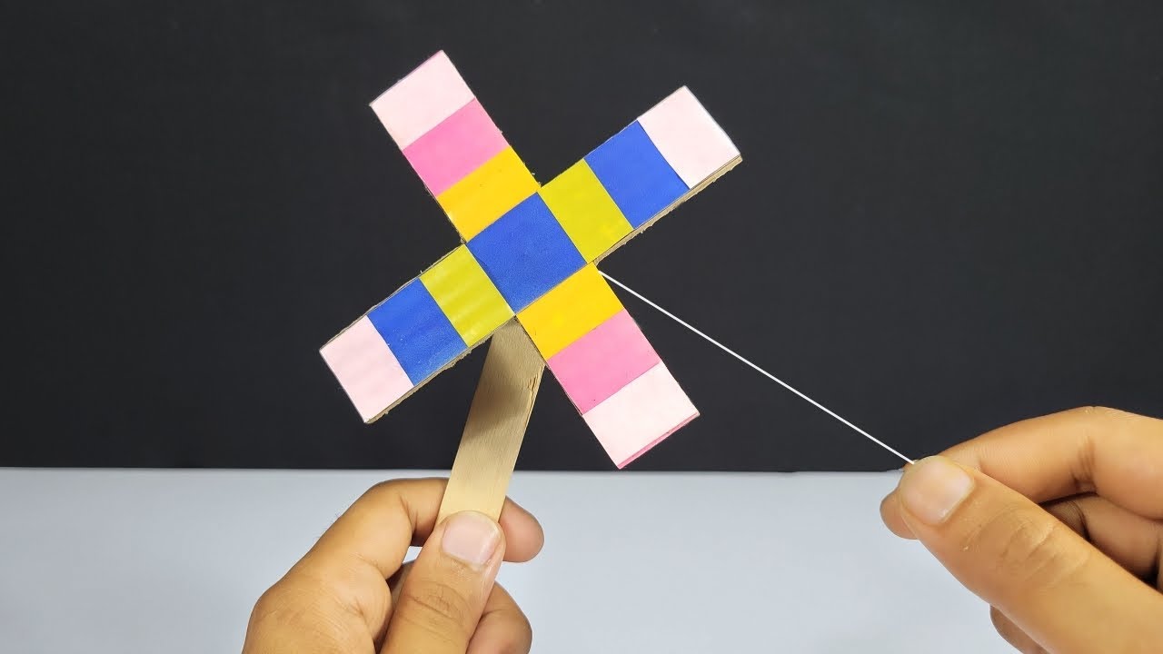 How to make a paper spinning toy | Hand fan toy - YouTube