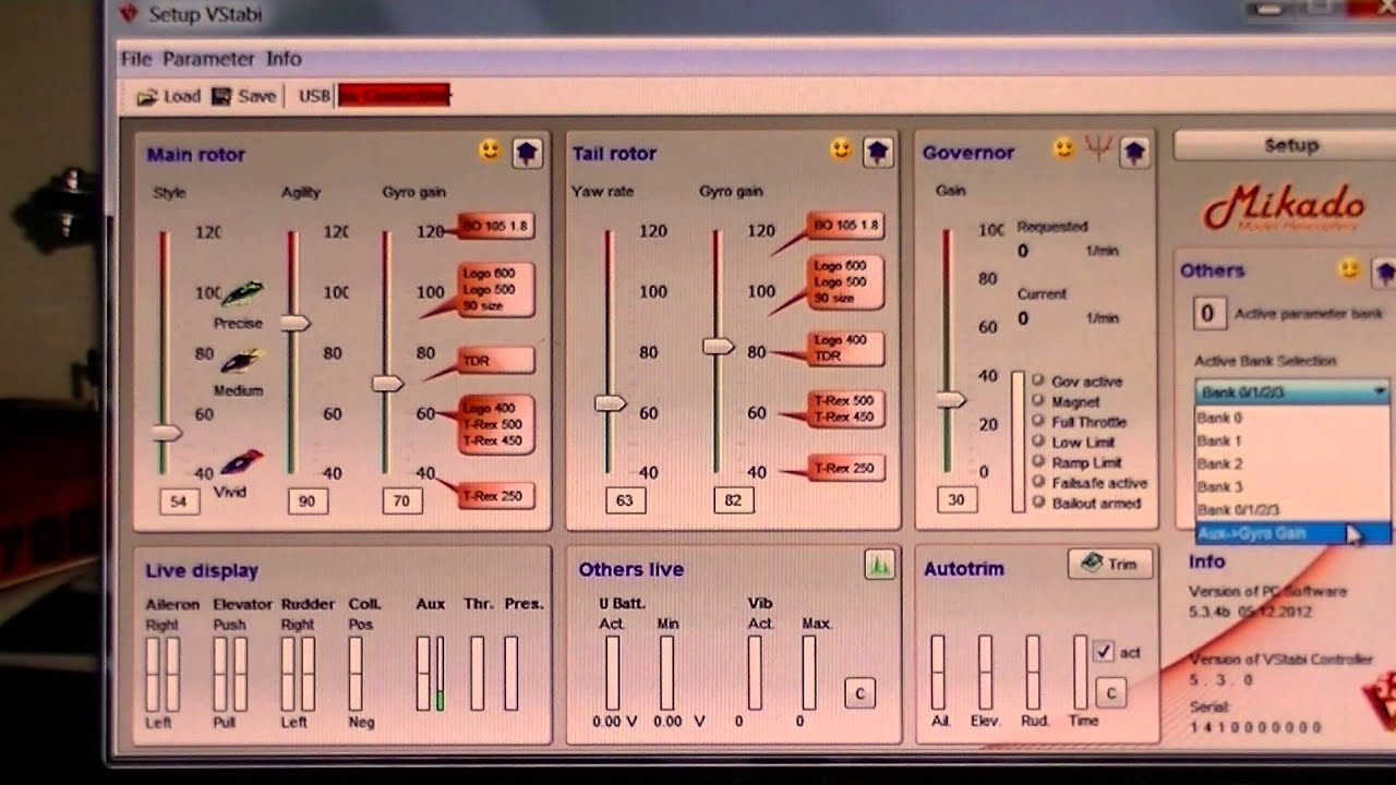 vstabi vbar kbar bank switching how to what is rc helicopter - YouTube