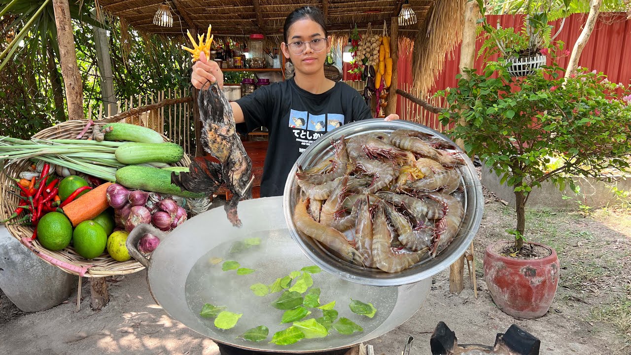 Country Chef Cook Chicken with Shrimp Recipes and Yummy Eating - YouTube