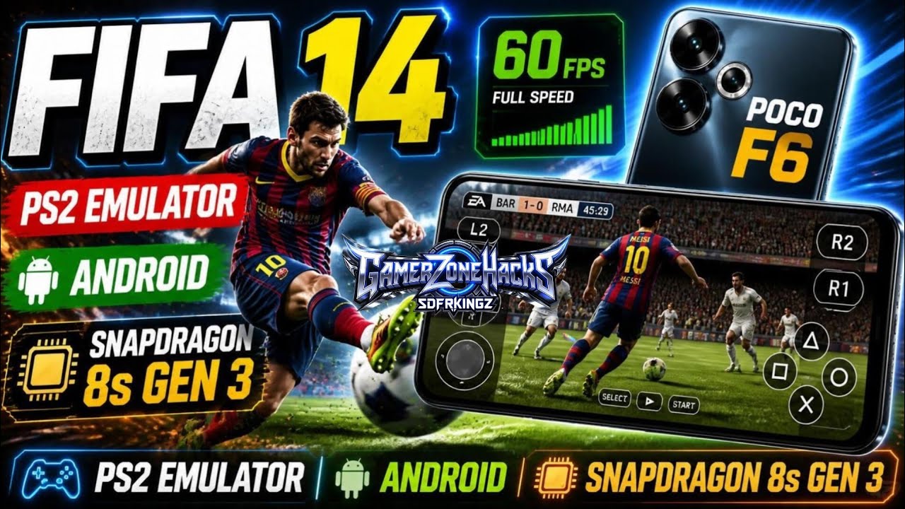 FIFA 14 PS2 Emulator POCO F6 Snapdragon 8s Gen 3 Gameplay - YouTube