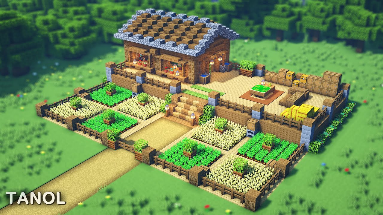 ⚒️ Minecraft : How To Build a Huge Farm House_[마인크래프트 건축 : 거대한 농장 집 만들기 ...