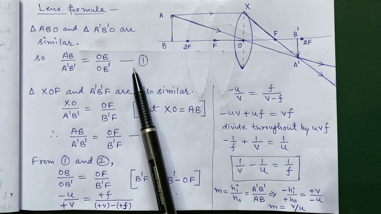 Physics - 12th - optics - lens formula derivation - YouTube