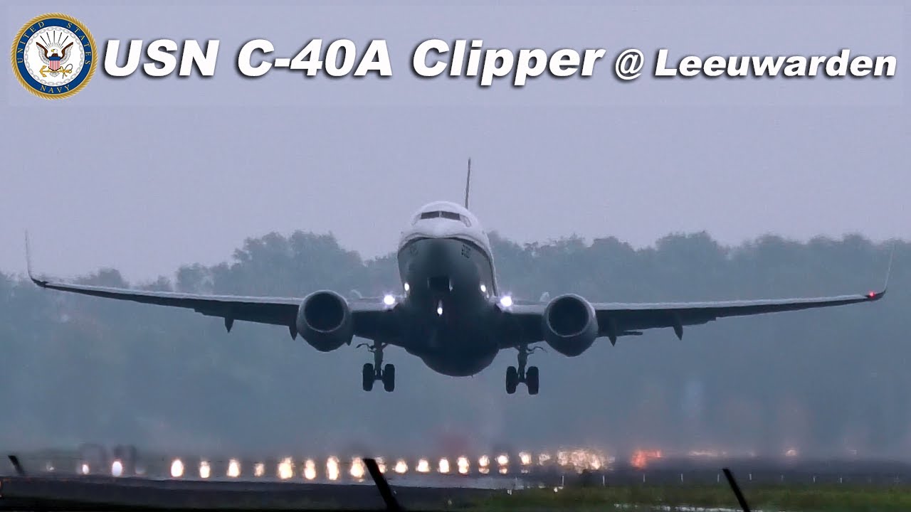 [4K] U.S. Navy Boeing C-40A "Clipper" visiting Leeuwarden AB (EHLW ...