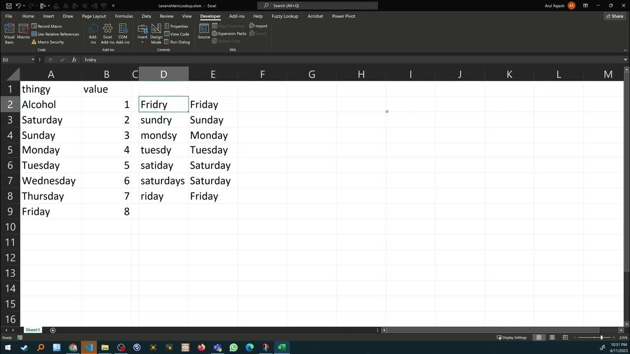 Fuzzy Vlookup in excel VBA - YouTube