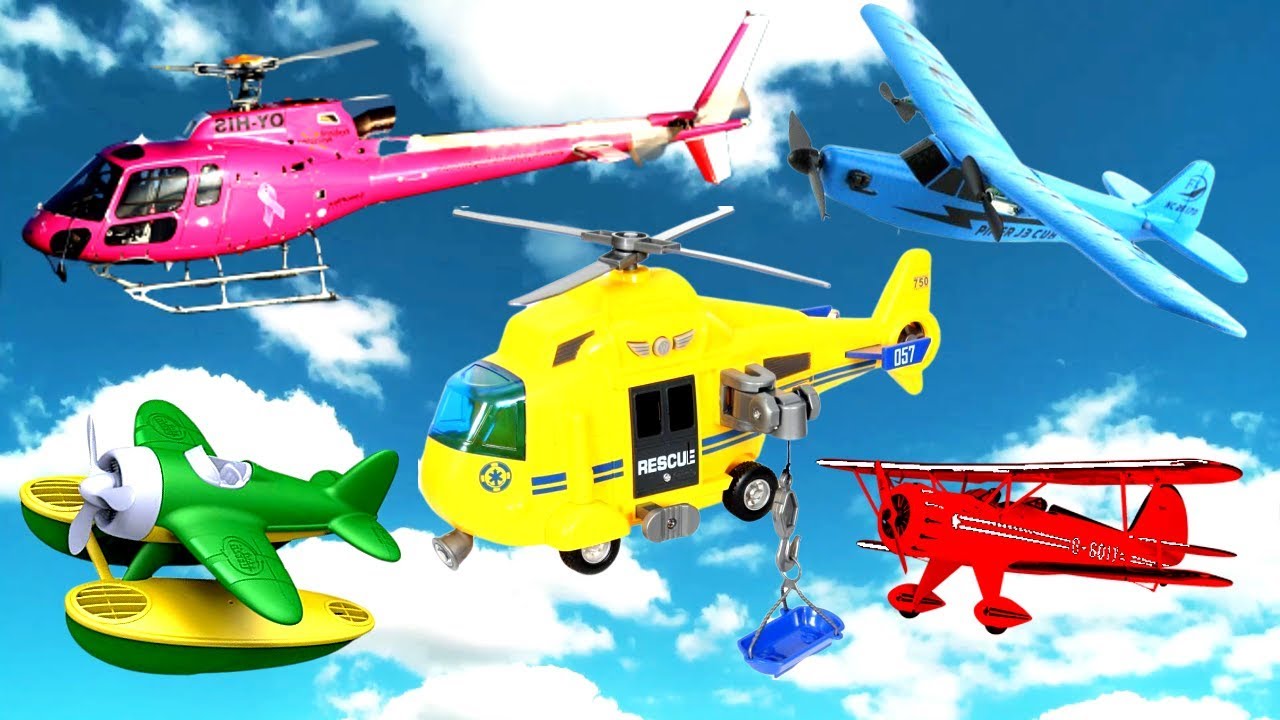Learn Colors with Airplanes, Helicopter & Air Transport Vehicles - YouTube