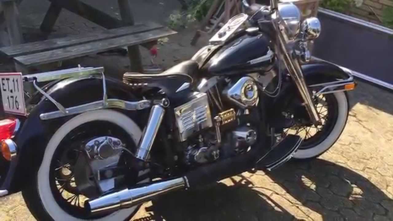 Harley Davidson FLH 1966 late Shovelhead Thunderheader sound - YouTube
