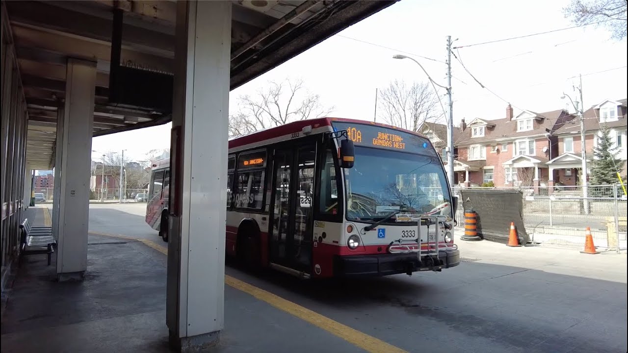 TTC 40A Junction-Dundas West Bus Ride #3333 from Dundas West Stn to ...