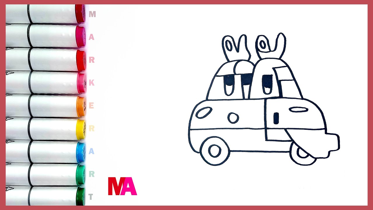How to Draw a Cartoon Car: Draw and Color Cute Cartoon Car - YouTube