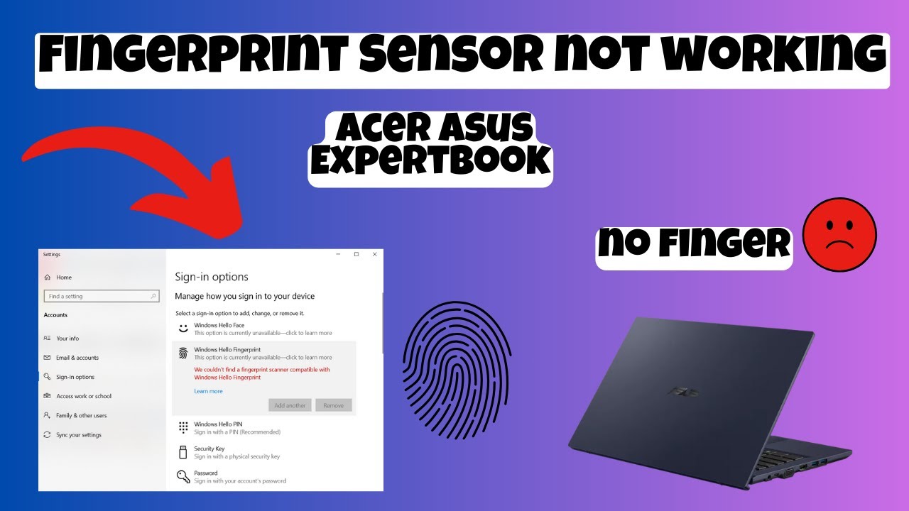 Fingerprint Sensor Not Working Problem Fix Acer Asus Expertbook (easy ...