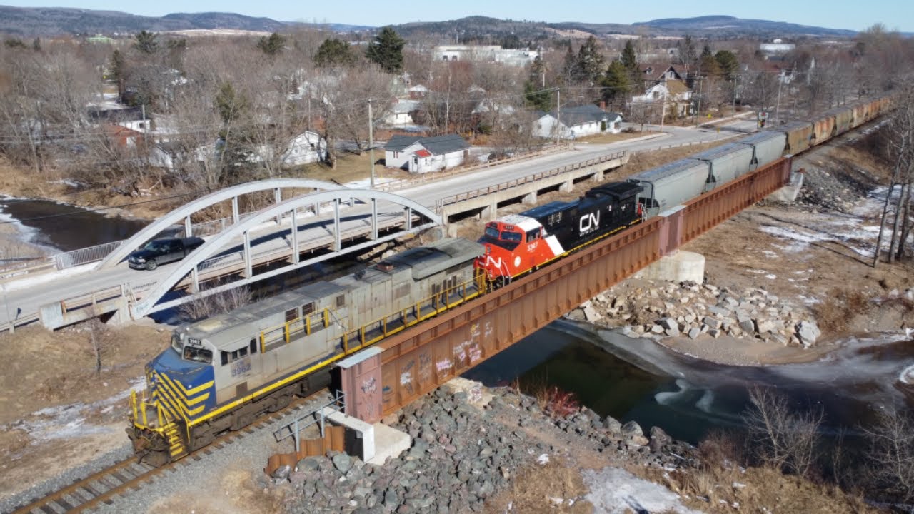 Awesome Aerial 4K View! Long Potash Train CN 730 w/ Rear DPUs Crossing ...