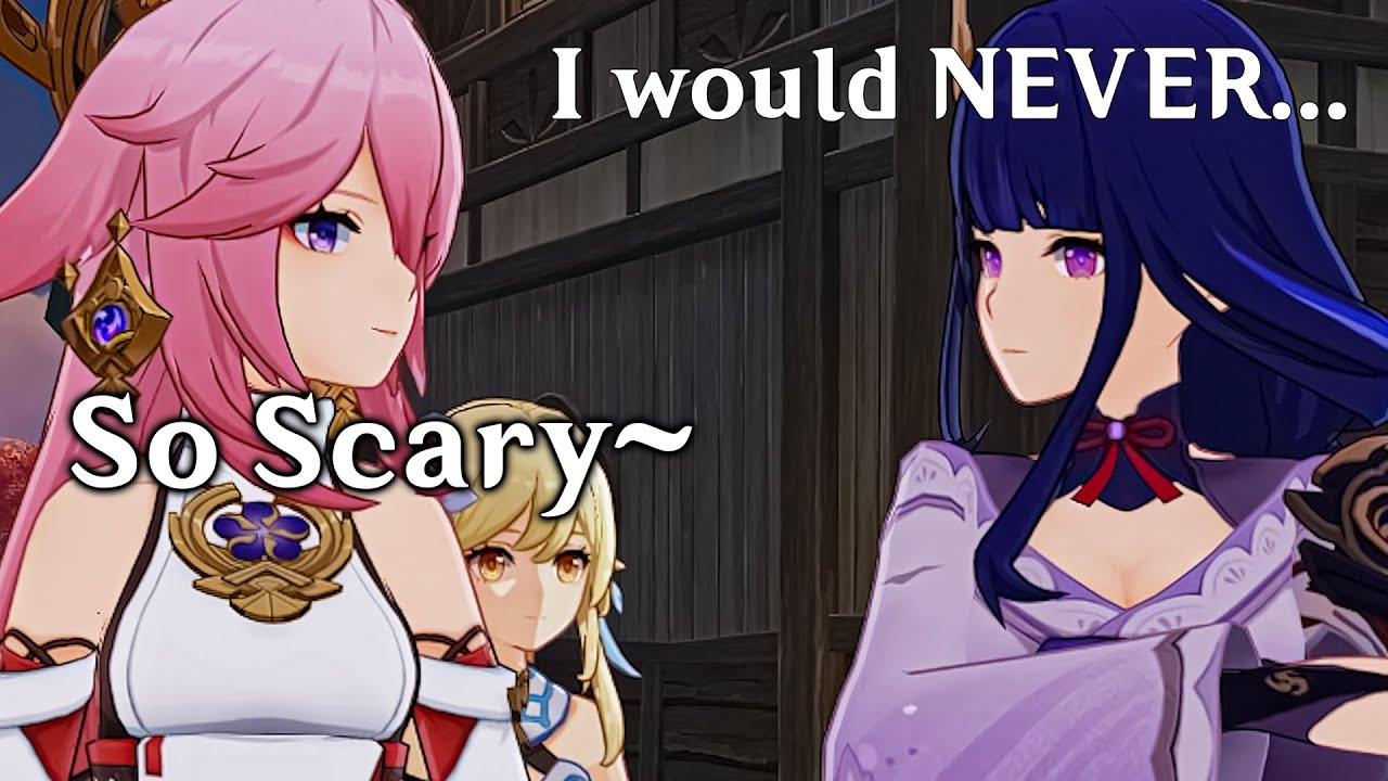 Miko, they are Afraid of me :( - Raiden Ei | Itto: "Sandy...Mamma Mia ...