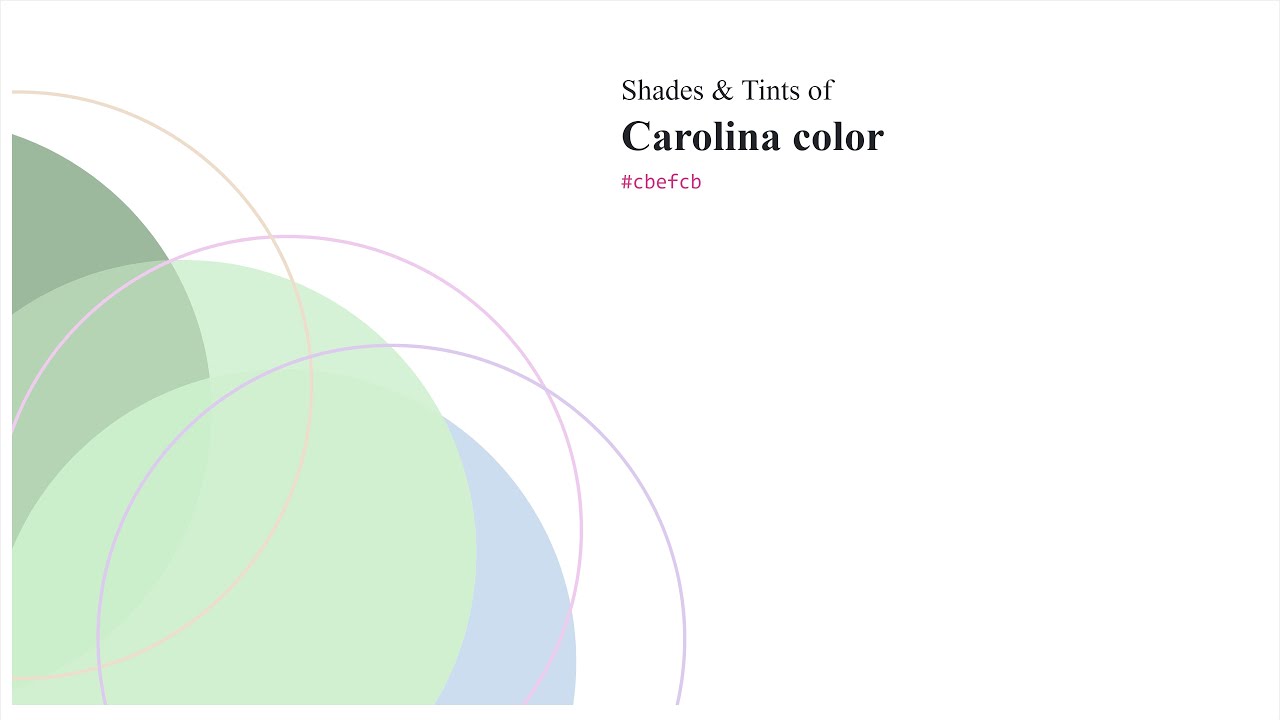 Shades & Tints of Carolina color #cbefcb A Cool Green color #b4d4b4 ...