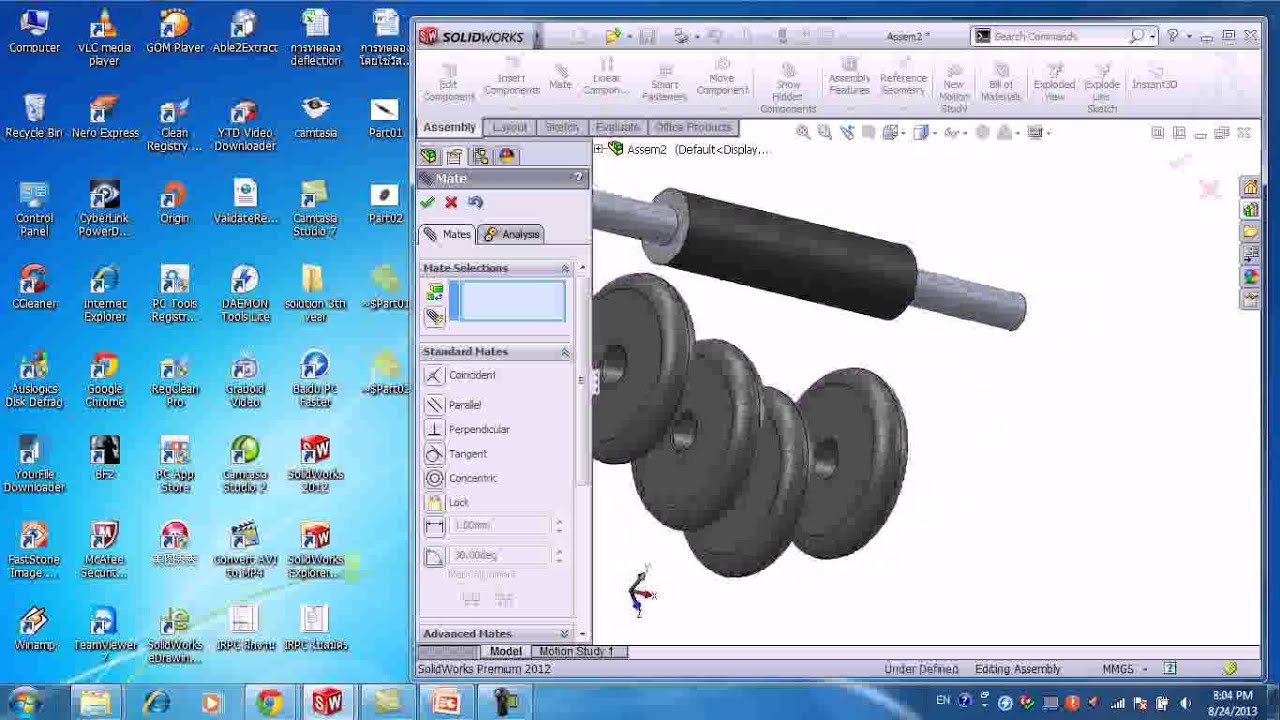 5401001621058 solidwork 10 ชิ้นส่วนประกอบ ดัมเบล - YouTube