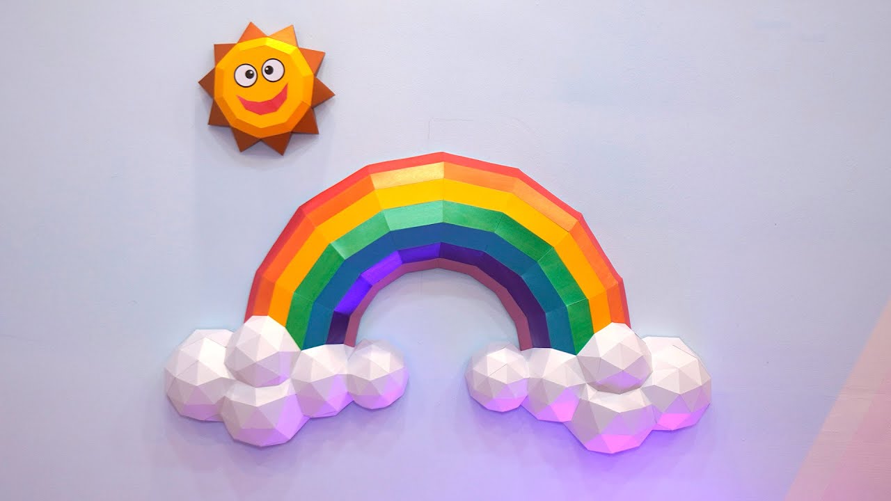 How to make 3D Rainbow Cloud Sun with Paper | Rainbow PaperCraft - YouTube