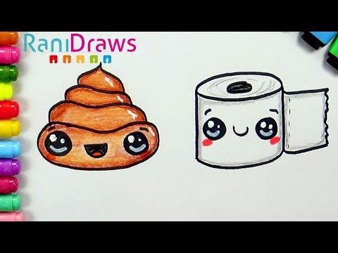 Cómo dibujar PAPEL Y CAQUITA KAWAII - Dibujos fáciles