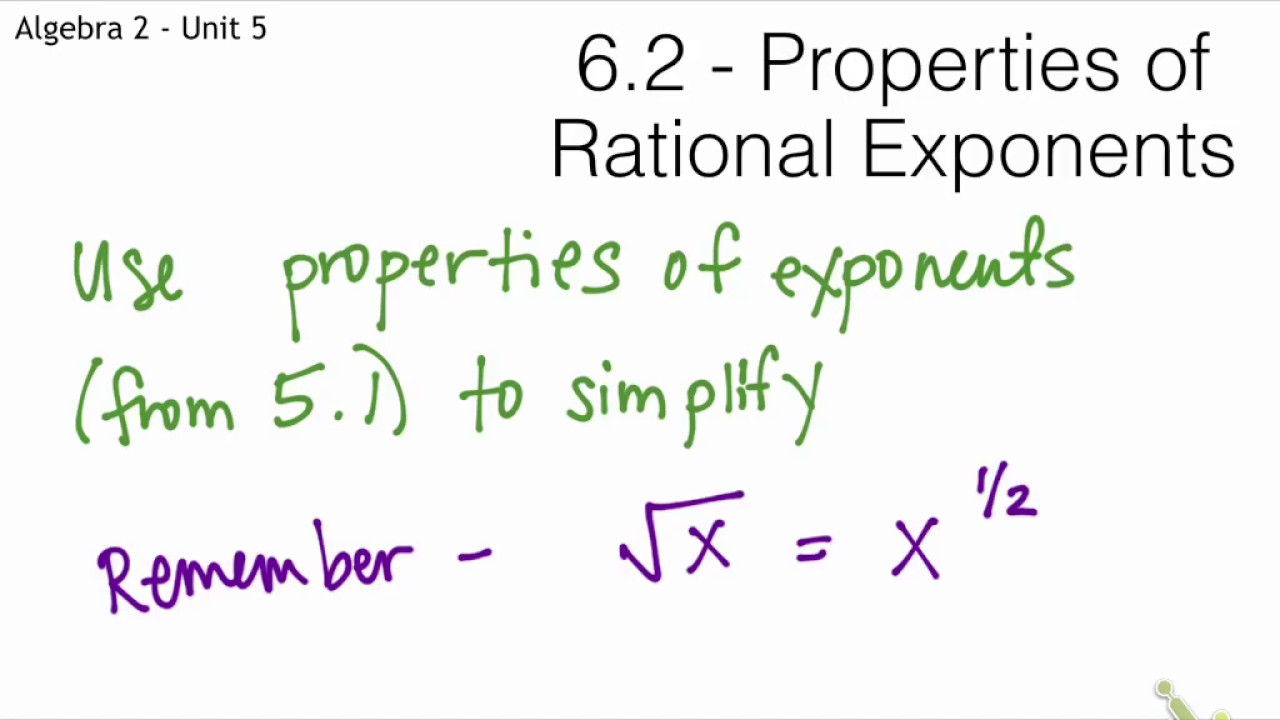 6.2 -Properties of Rational Exponents - YouTube