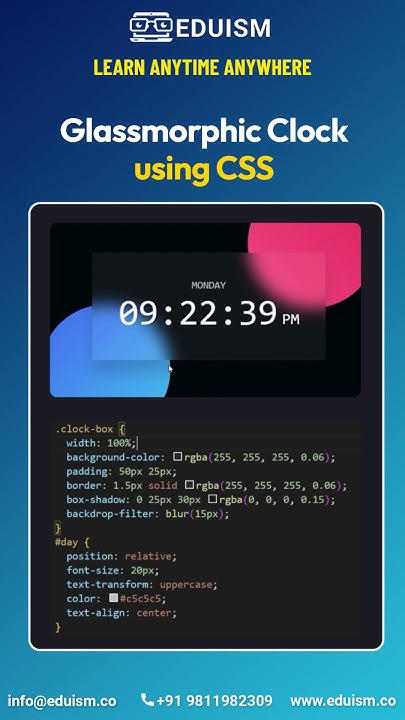 Glassmorphic Clock Using Csscssbeginners Html Css Javascript Js Webdeveloper Webdev