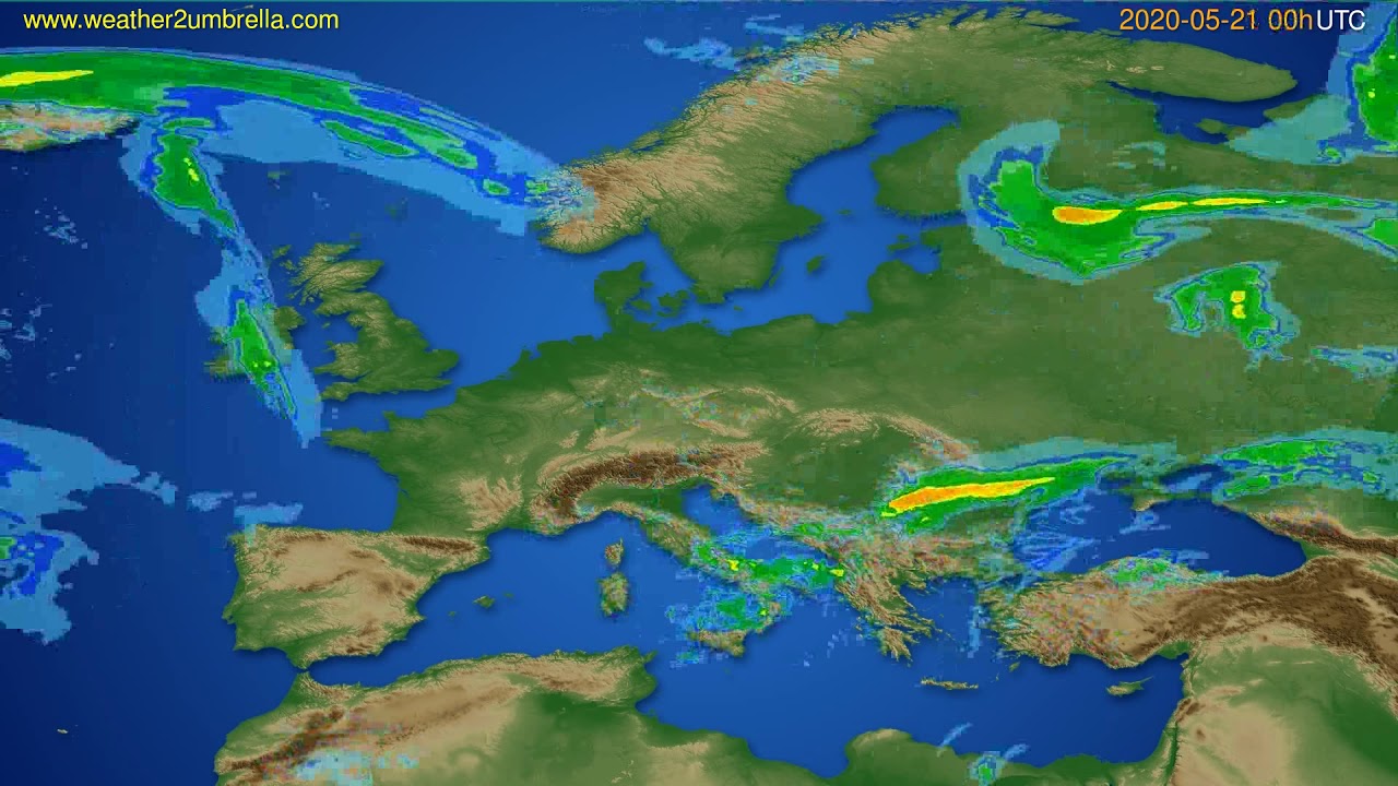 Radar forecast Europe // modelrun: 12h UTC 2020-05-20 - YouTube