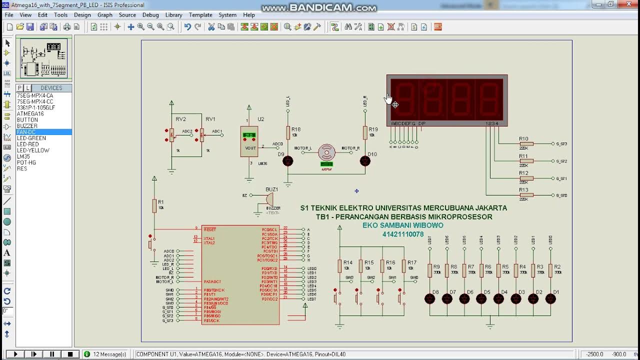 Simulasi Rangkaian Led Push Button Dan Seven Segment Menggunakan Digital Input Pada Proteus