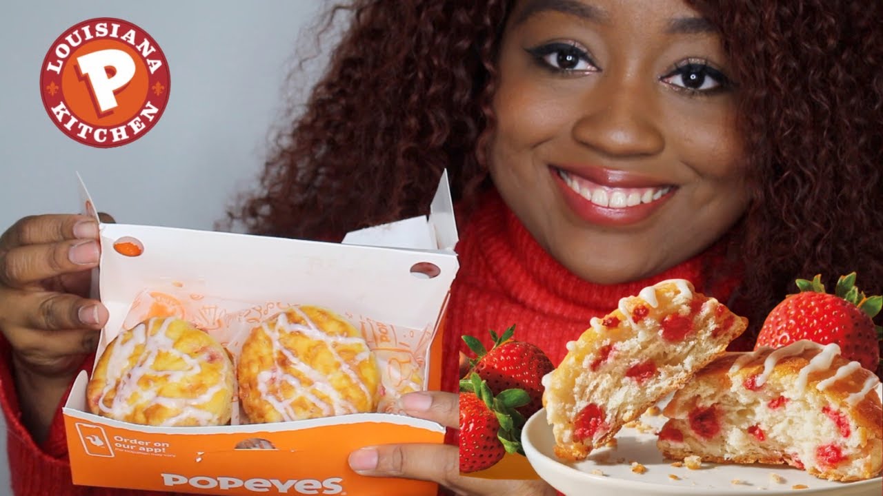 🍓 trying popeyes NEW strawberry biscuits 🍓 - YouTube