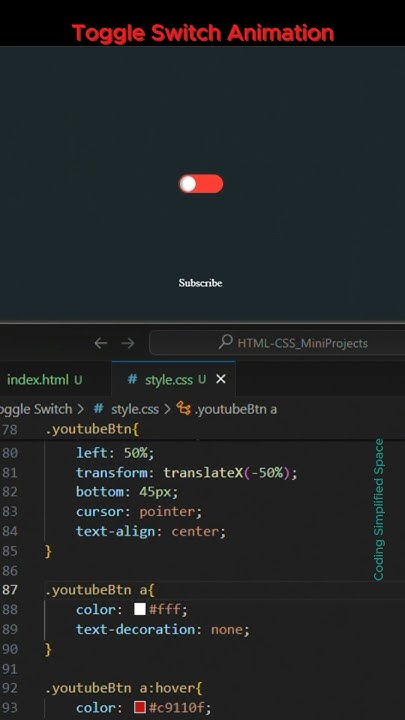 Toggle Switch Animation. #css #html #tutorial #project #shorts - YouTube