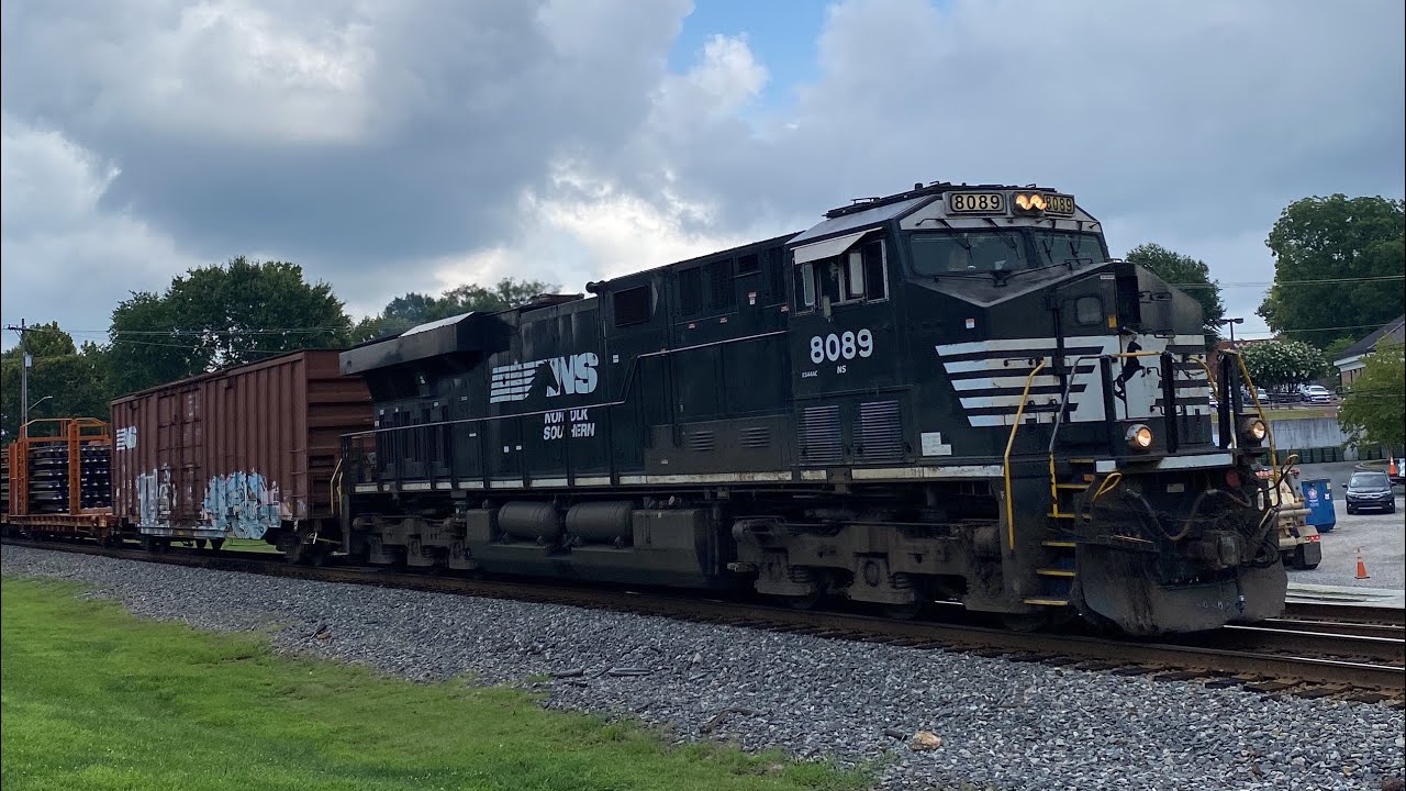 NS ES44AC 8089 leads 915 loaded rail train! 8-17-2023 - YouTube