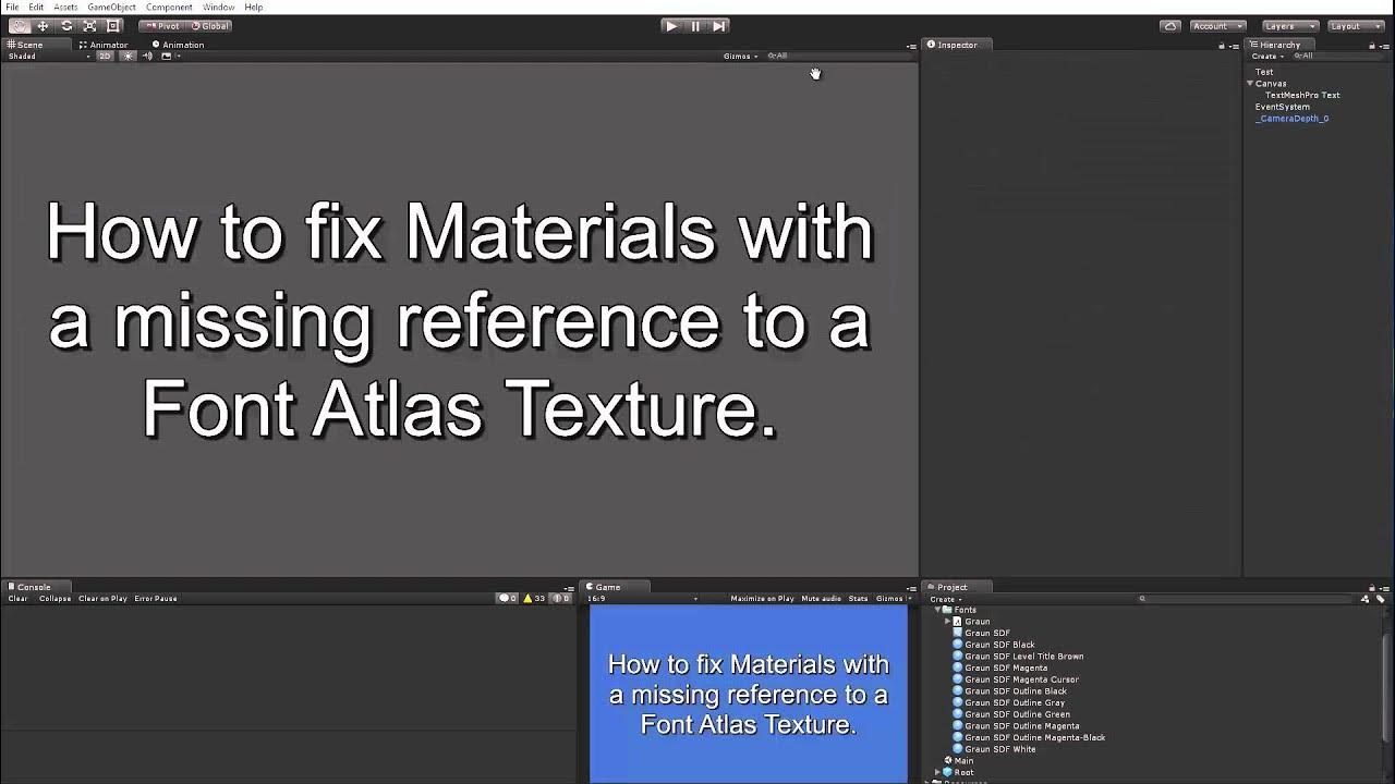 TextMesh Pro - Fixing Materials with missing Font Atlas Textures - YouTube