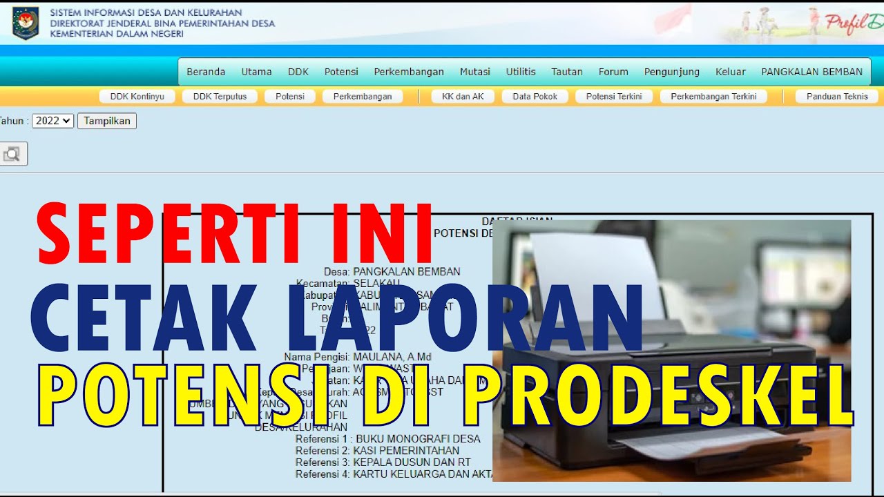 CARA PRINT LAPORAN PRODESKEL - POTENSI - YouTube