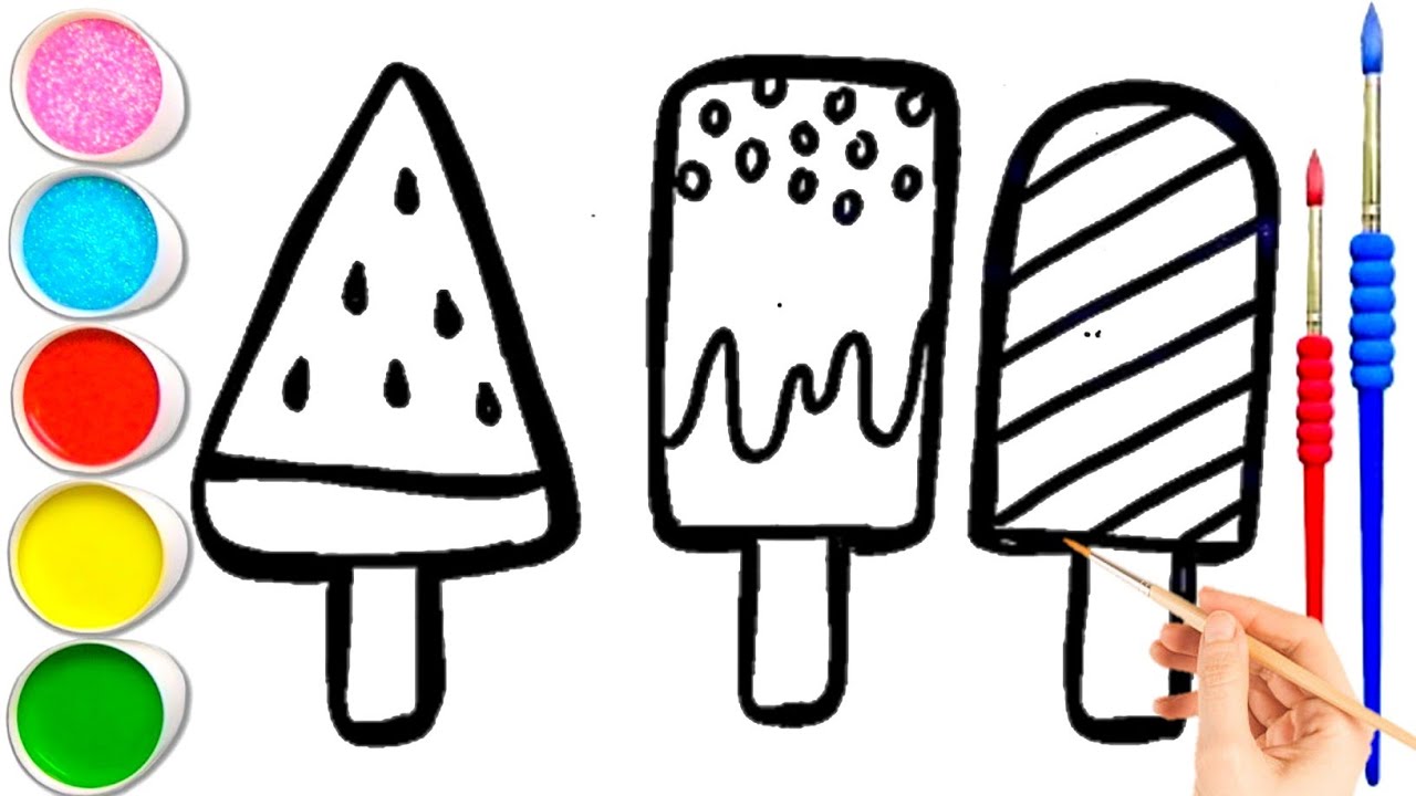 Watermelon 🍉 Ice Cream🍦 Drawing and Coloring Tutorial for Children ...