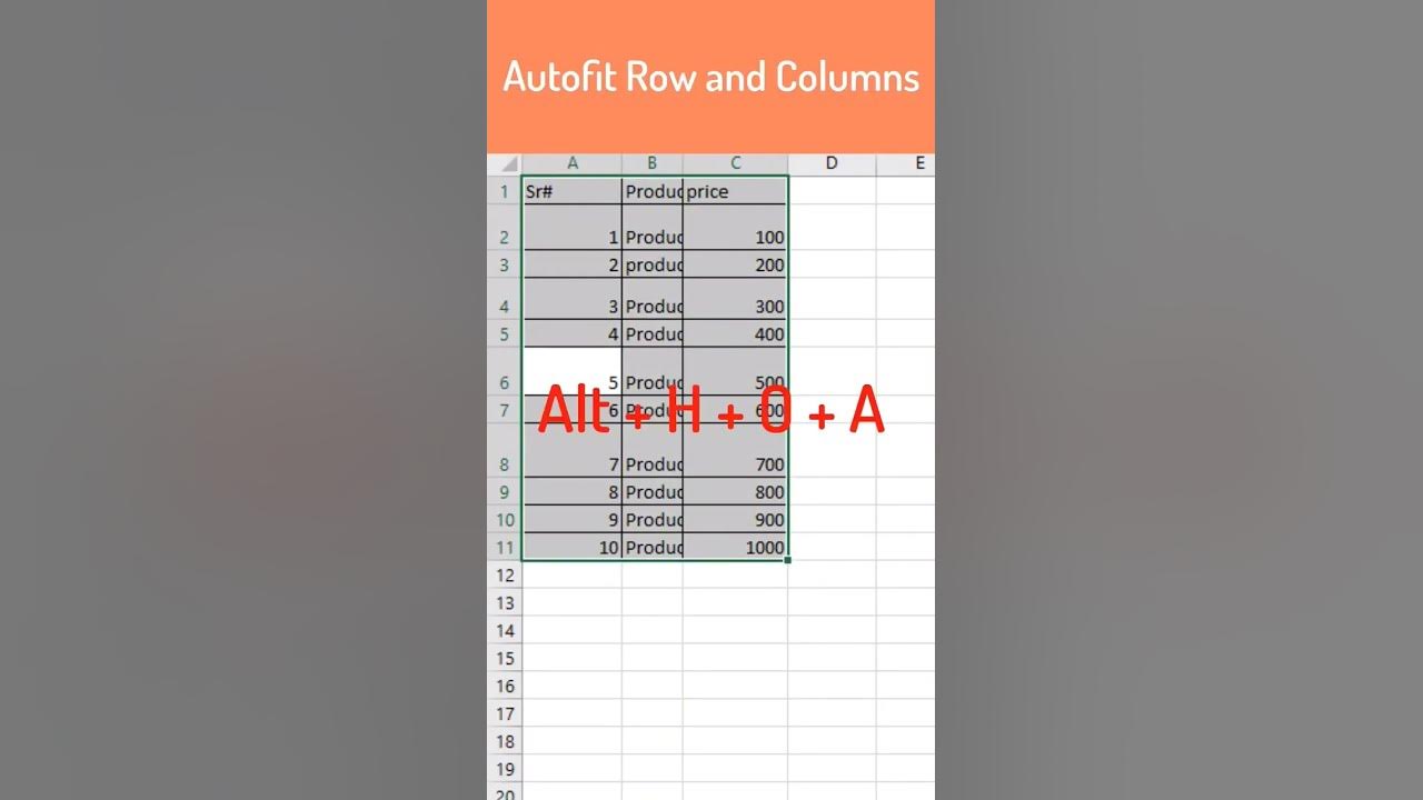 Autofit Row And Column Excelhacks Excel Viralshorts Tricks Youtube