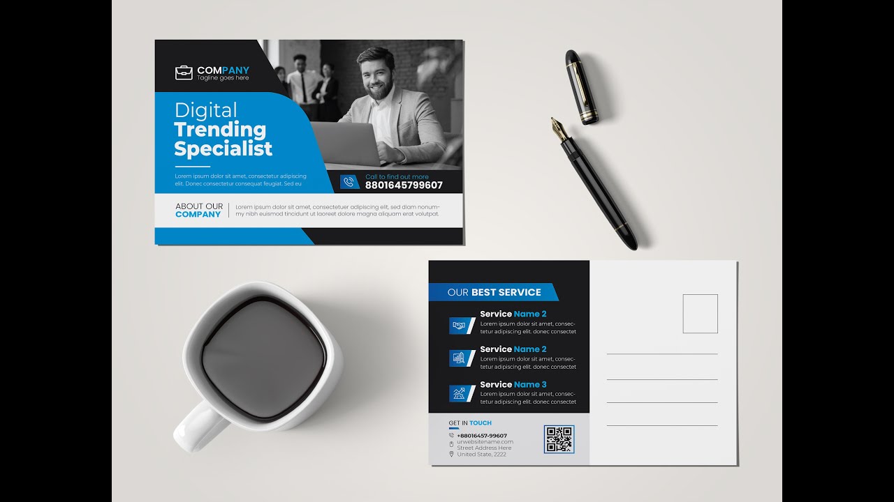 How to a Postcard Design in Illustrator CC Version | #English_Tutorial ...