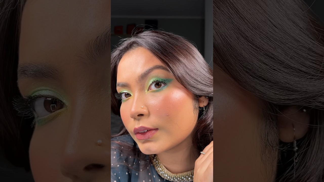 Green eye makeup for hooded eyes 💚 #makeuptutorial #eyeshadowtutorial # ...