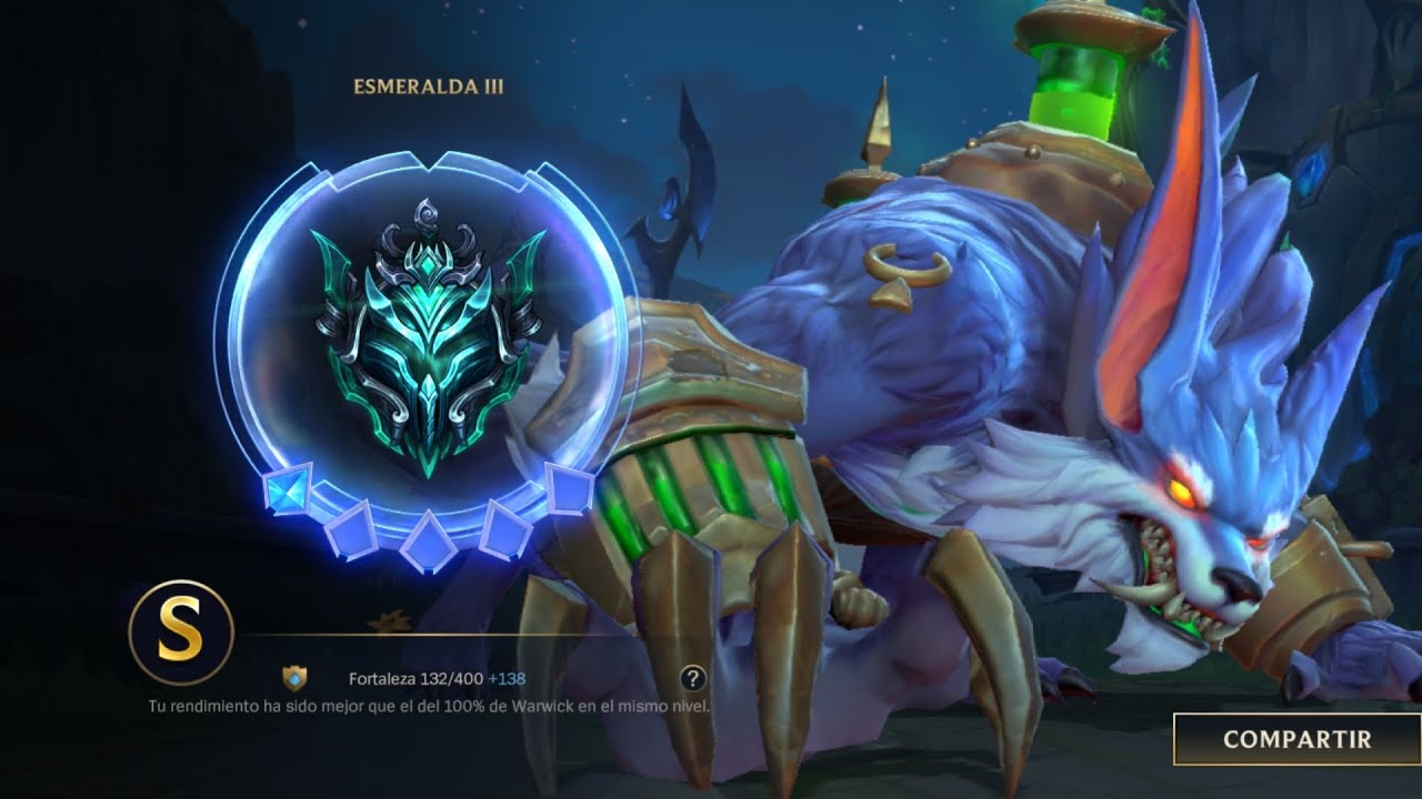 League of Legends Wild Rift Emerald Rank Warwick Jungle God Mode S 100% ...