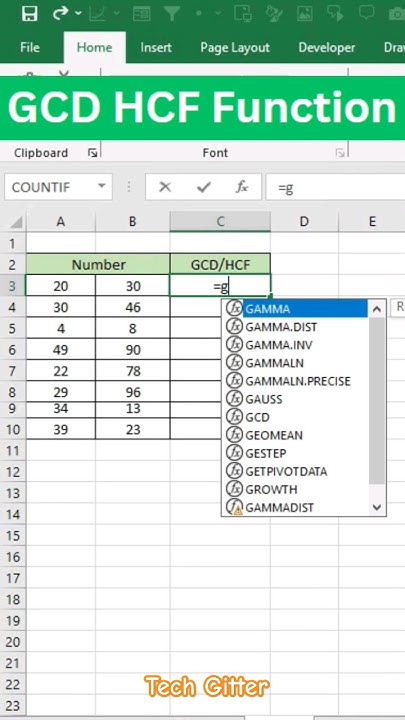 How to take GCD HCF Function in Excel - YouTube