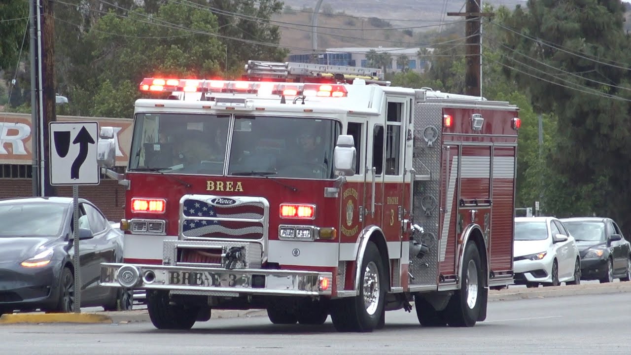 Brea Fire Dept. Engine 3 Responding to a Structure Fire - YouTube